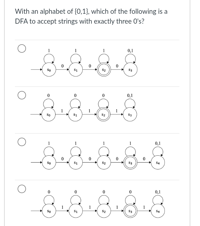 Solved With an alphabet of {0,1}, ﻿which of the following is | Chegg.com