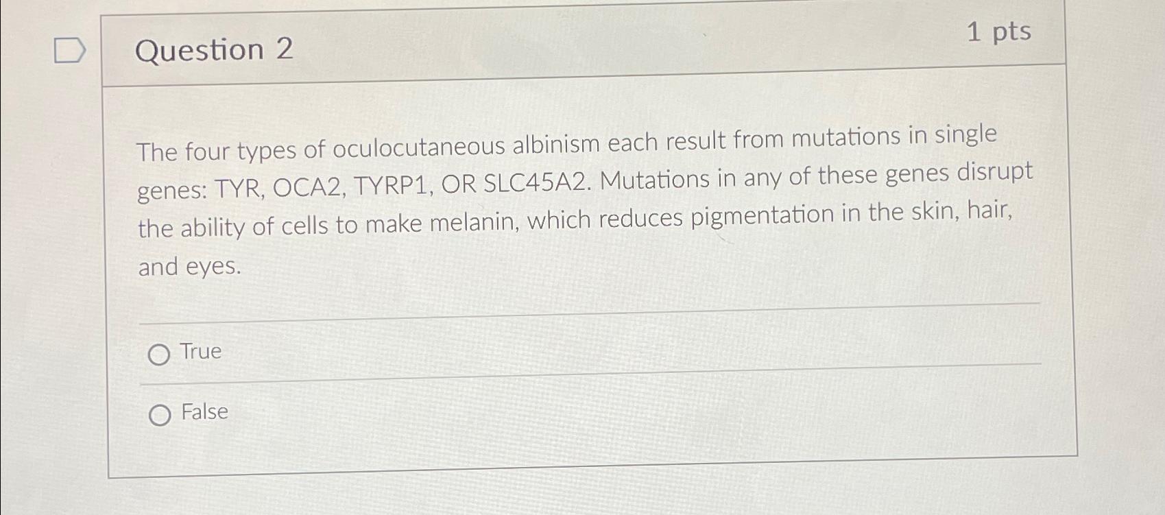 Solved Question 21 ptsThe four types of oculocutaneous | Chegg.com Solved Question 21 ptsThe four types of oculocutaneous | Chegg.com