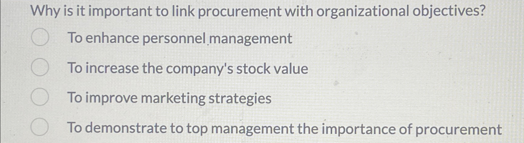 Solved Why is it important to link procurement with | Chegg.com