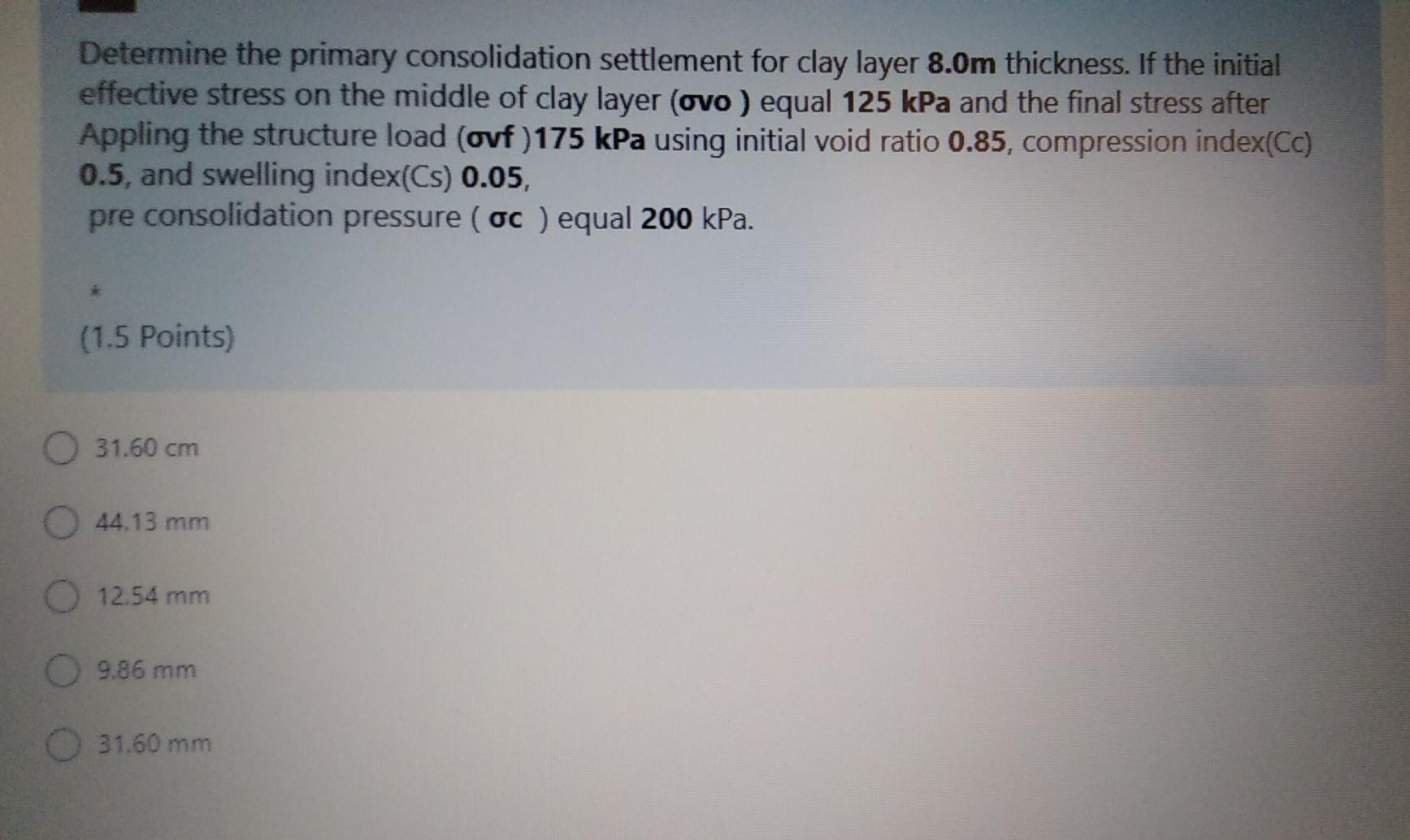 Solved Determine the primary consolidation settlement for | Chegg.com