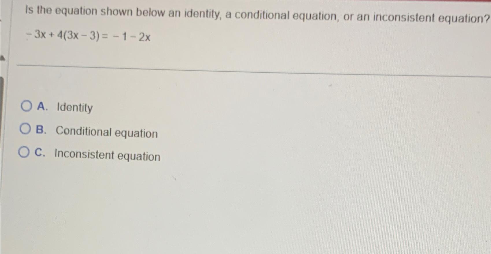 Solved Is the equation shown below an identity, a | Chegg.com