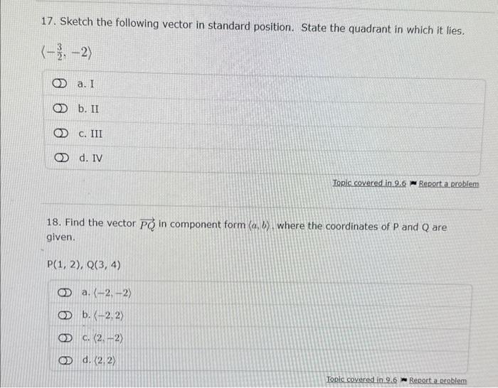 Solved 17. Sketch the following vector in standard position. | Chegg.com