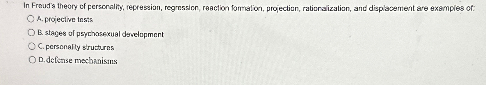 Solved In Freud's theory of personality, repression, | Chegg.com