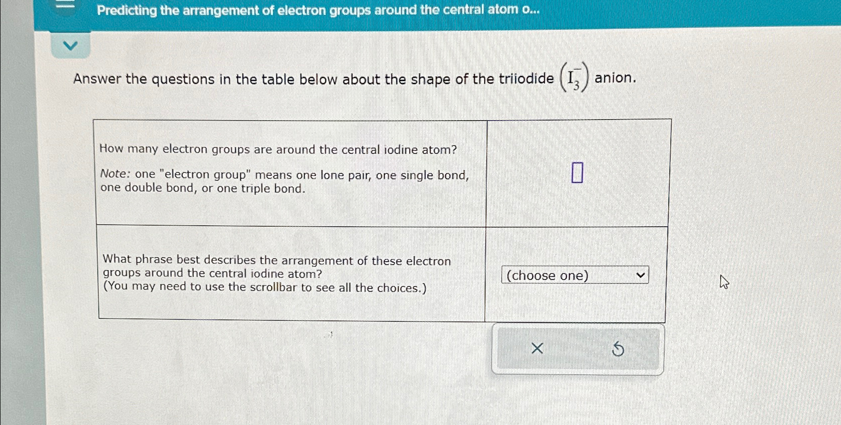 Solved Predicting the arrangement of electron groups around | Chegg.com