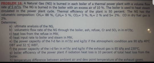 PROBLEM 16. A Natural Gas (NG) is burned in each | Chegg.com