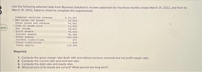 Solved Use the following selected data from Business | Chegg.com