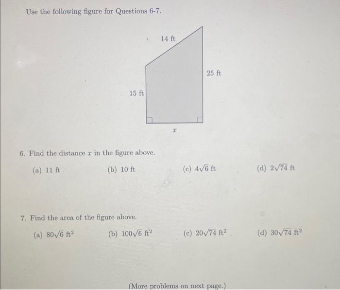 Solved Use the following figure for Questions 6-7. 15 ft 6. | Chegg.com