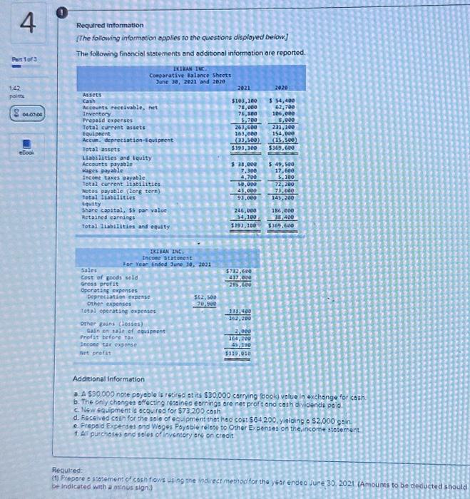 Solved 4 Part 1 of 3 points 8 04-07-06 eBook Required | Chegg.com