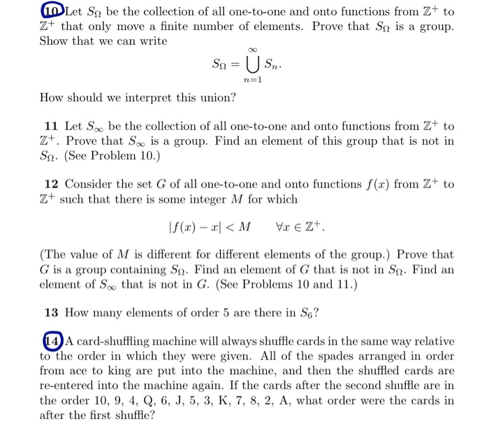 Solved 10 Let So be the collection of all one-to-one and | Chegg.com
