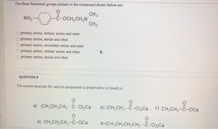 Solved The three functional groups present in the compound | Chegg.com