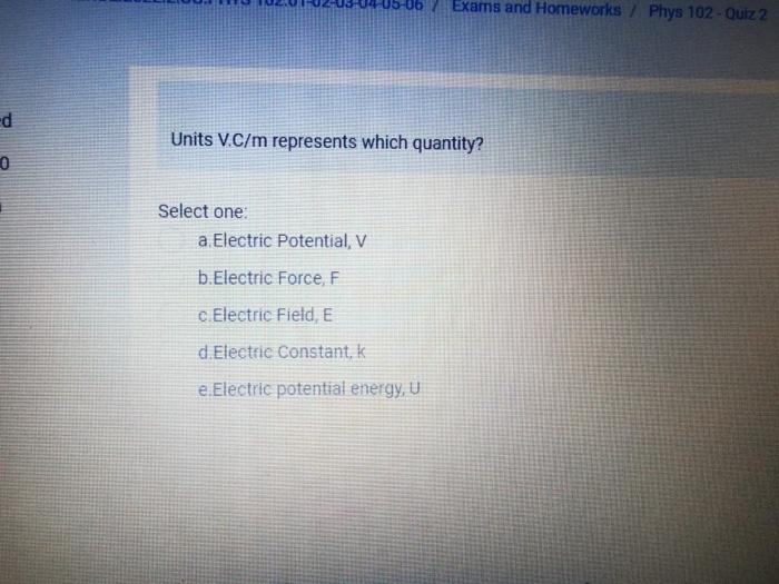 Solved d. Electrie Constant, k | Chegg.com