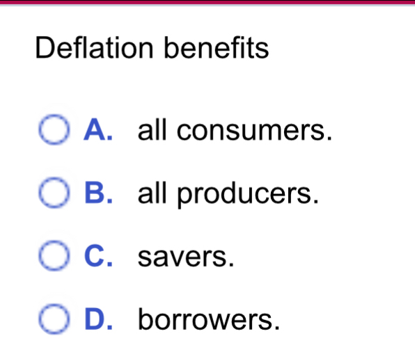 Solved Deflation benefitsA. ﻿all consumers.B. ﻿all | Chegg.com