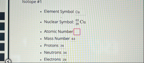 Solved Isotope #1Element Symbol CuNuclear Symbol: | Chegg.com