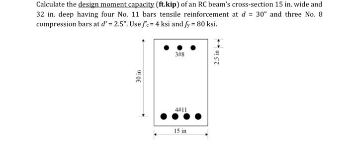 Solved Calculate the design moment capacity (ft.kip) of an | Chegg.com