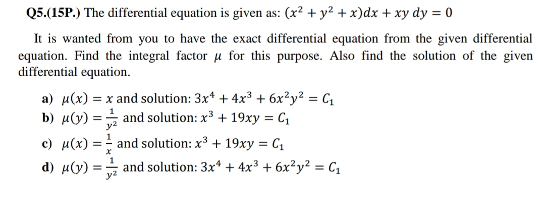 Solved Q5.(15P.) ﻿The differential equation is given as: | Chegg.com