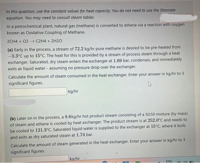 Solved In this question, use the constant values for heat | Chegg.com