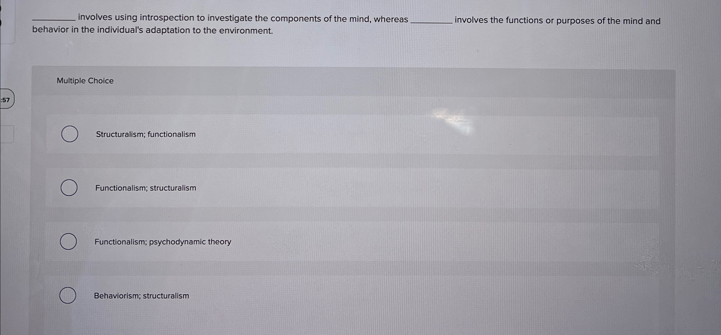 Solved q, ﻿involves using introspection to investigate the | Chegg.com