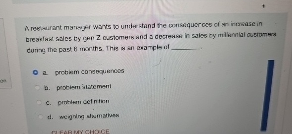 Solved A restaurant manager wants to understand the | Chegg.com