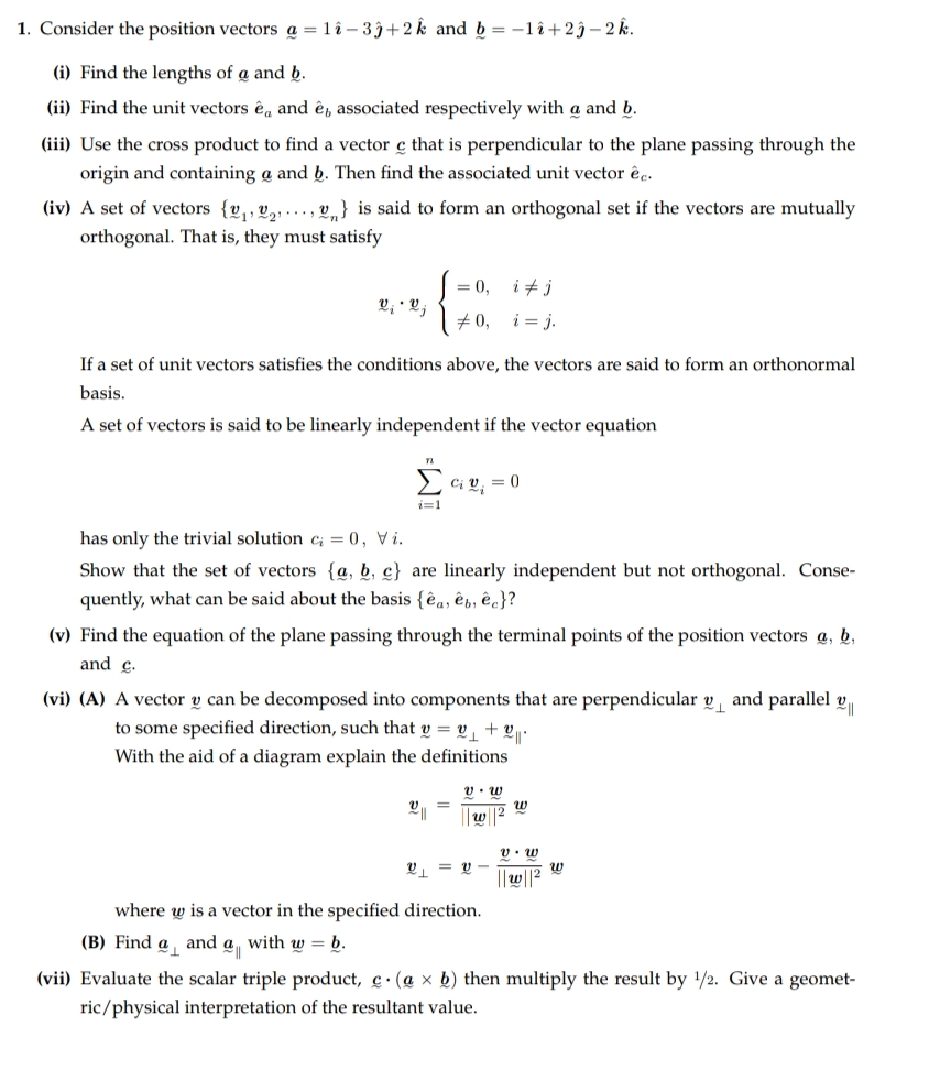Solved Consider the position vectors | Chegg.com