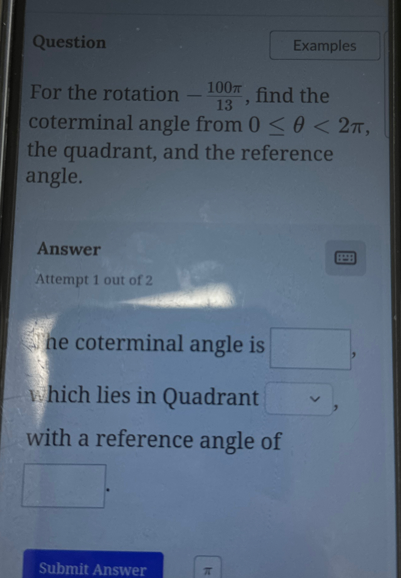 Solved QuestionFor the rotation -100π13, ﻿find the | Chegg.com
