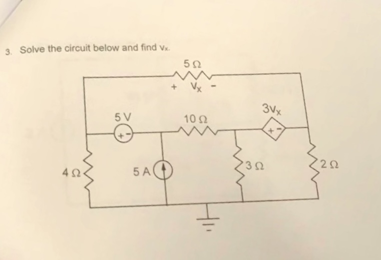 Solved Solve the circuit helow and find vx. | Chegg.com