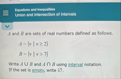 Solved Equations and InequalitiesUnion and intersection of | Chegg.com