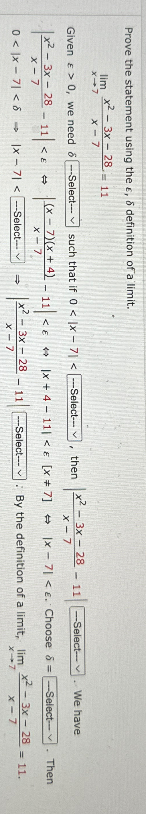 Solved Prove the statement using the ε,δ ﻿definition of a | Chegg.com