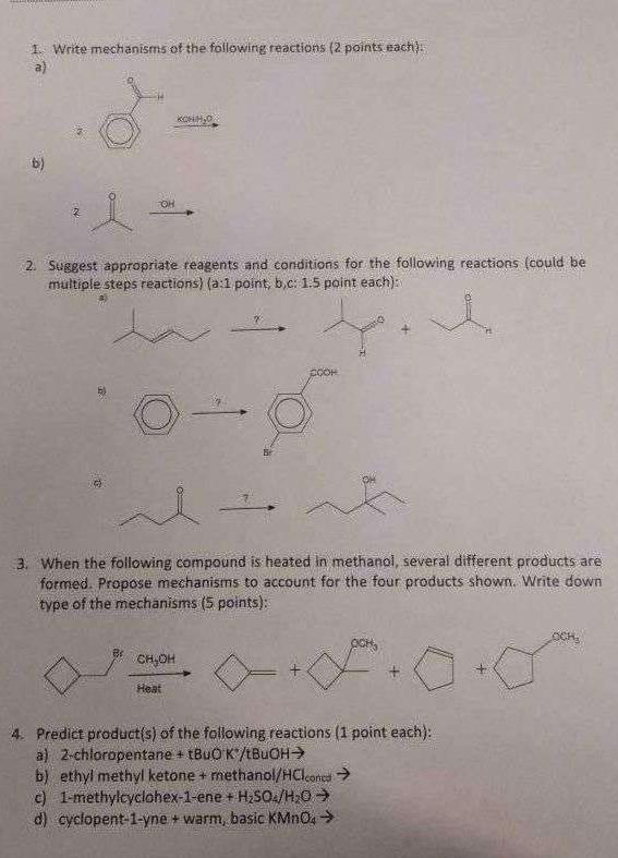Solved 1. Write mechanisms of the following reactions (2 | Chegg.com