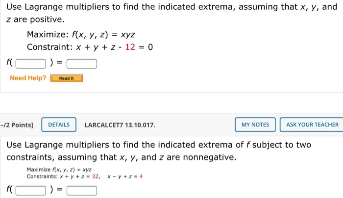 Solved Use Lagrange multipliers to find the indicated | Chegg.com