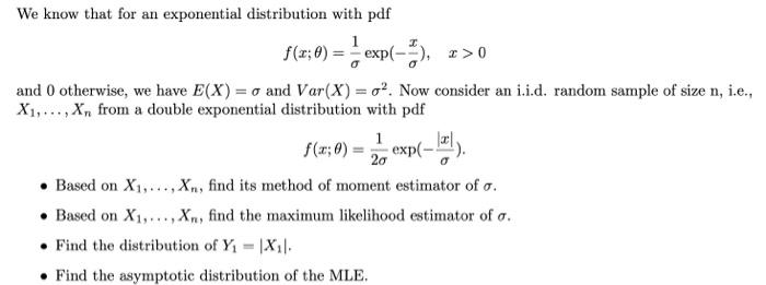 Solved We know that for an exponential distribution with pdf | Chegg.com