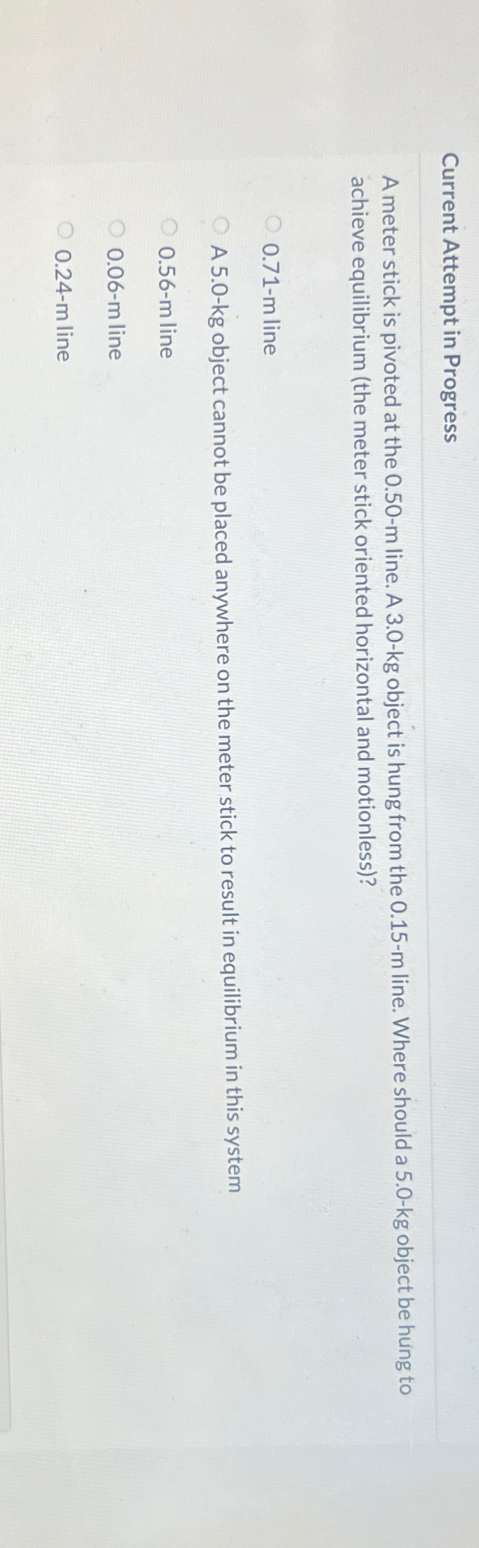Solved Current Attempt in ProgressA meter stick is pivoted | Chegg.com
