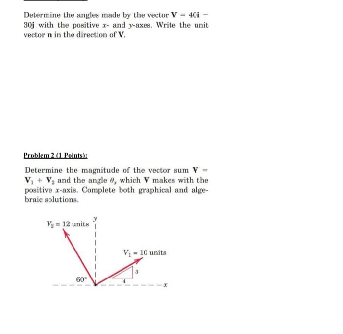 Solved Determine the angles made by the vector V=40i− 30j | Chegg.com