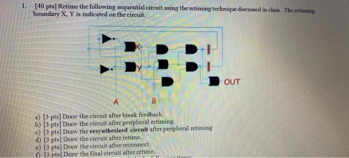 1. [40 pts] Retime the following sequential circuit | Chegg.com