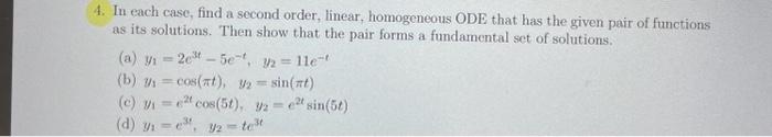 Solved In each case, find a second order, linear, | Chegg.com