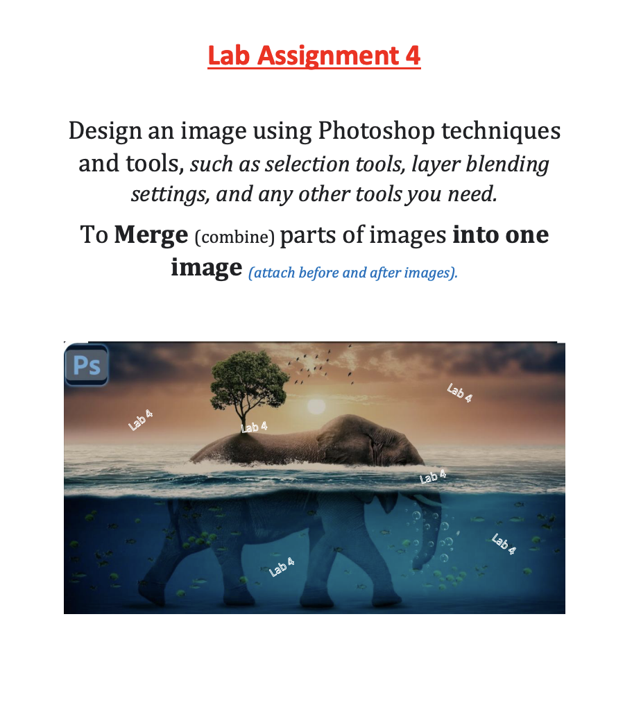 Solved Lab Assignment 4Design an image using Photoshop | Chegg.com