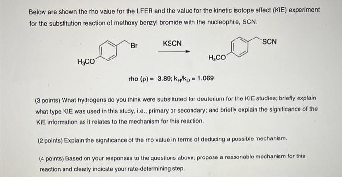 Solved Below are shown the rho value for the LFER and the | Chegg.com