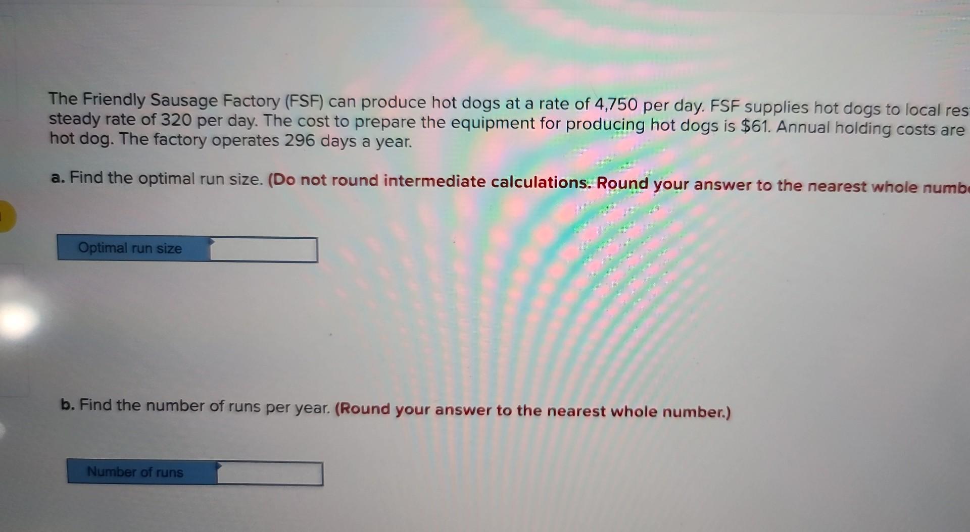 Solved The Friendly Sausage Factory (FSF) can produce hot | Chegg.com