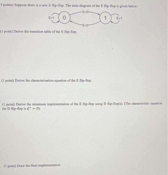 Solved 4 points) Suppose there is a new E flip-flop. The | Chegg.com