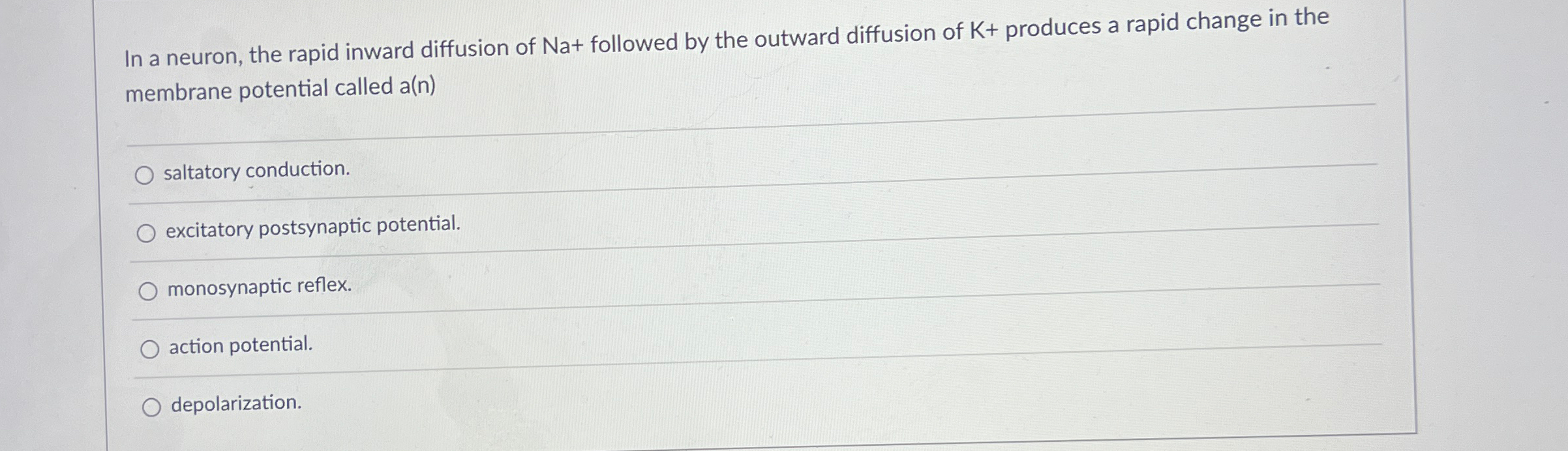 Solved In a neuron, the rapid inward diffusion of Na+ | Chegg.com