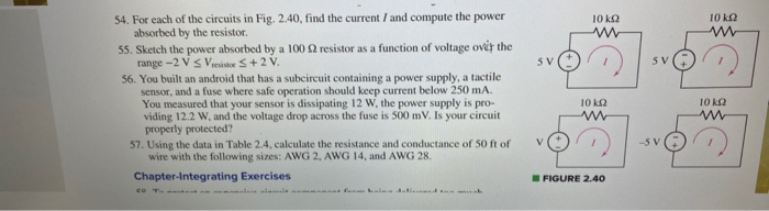 Solved 10 ΚΩ w 10 ΚΩ w SV sve 54. For each of the circuits | Chegg.com