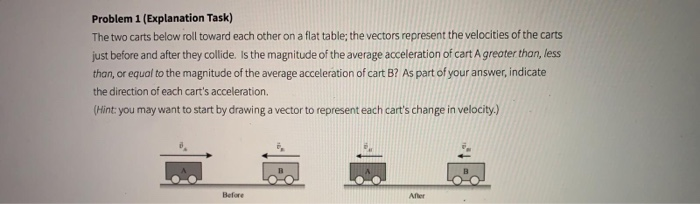 Solved Problem 1 (Explanation Task) The two carts below roll | Chegg.com