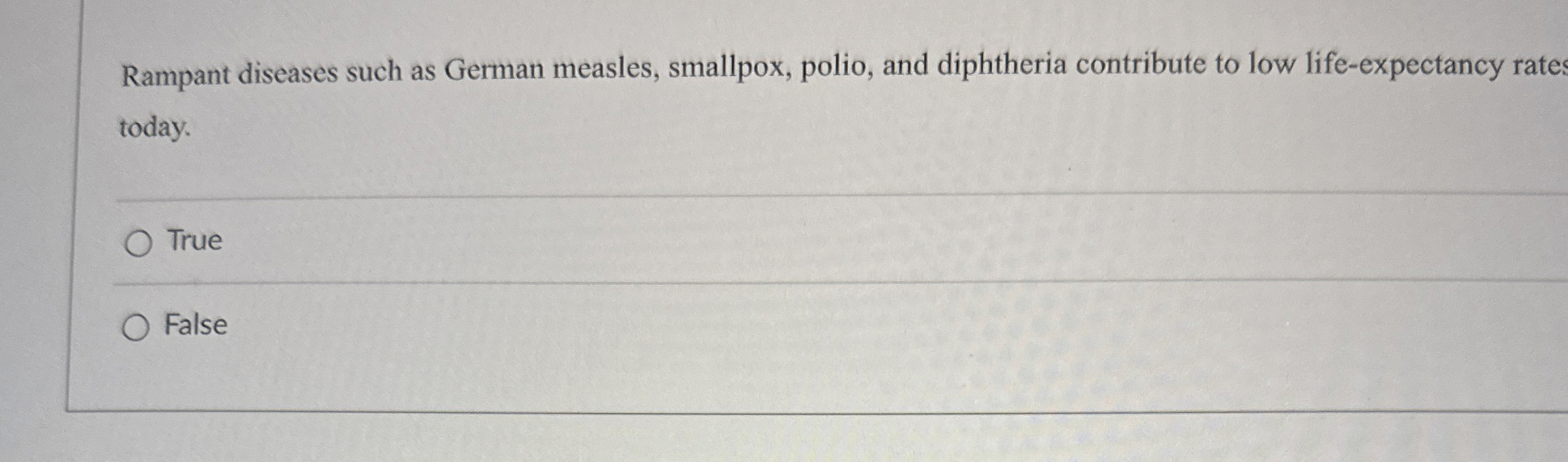 Solved Rampant diseases such as German measles, smallpox, | Chegg.com