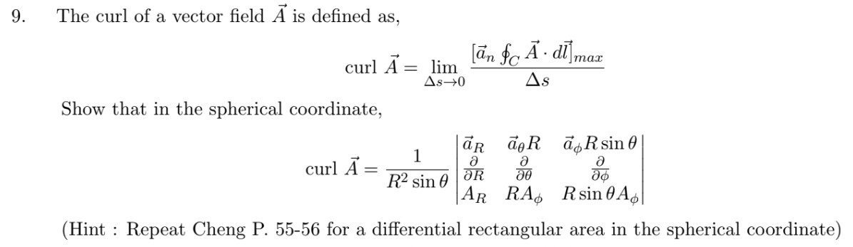 Solved The curl of a vector field vec(A) ﻿is defined | Chegg.com