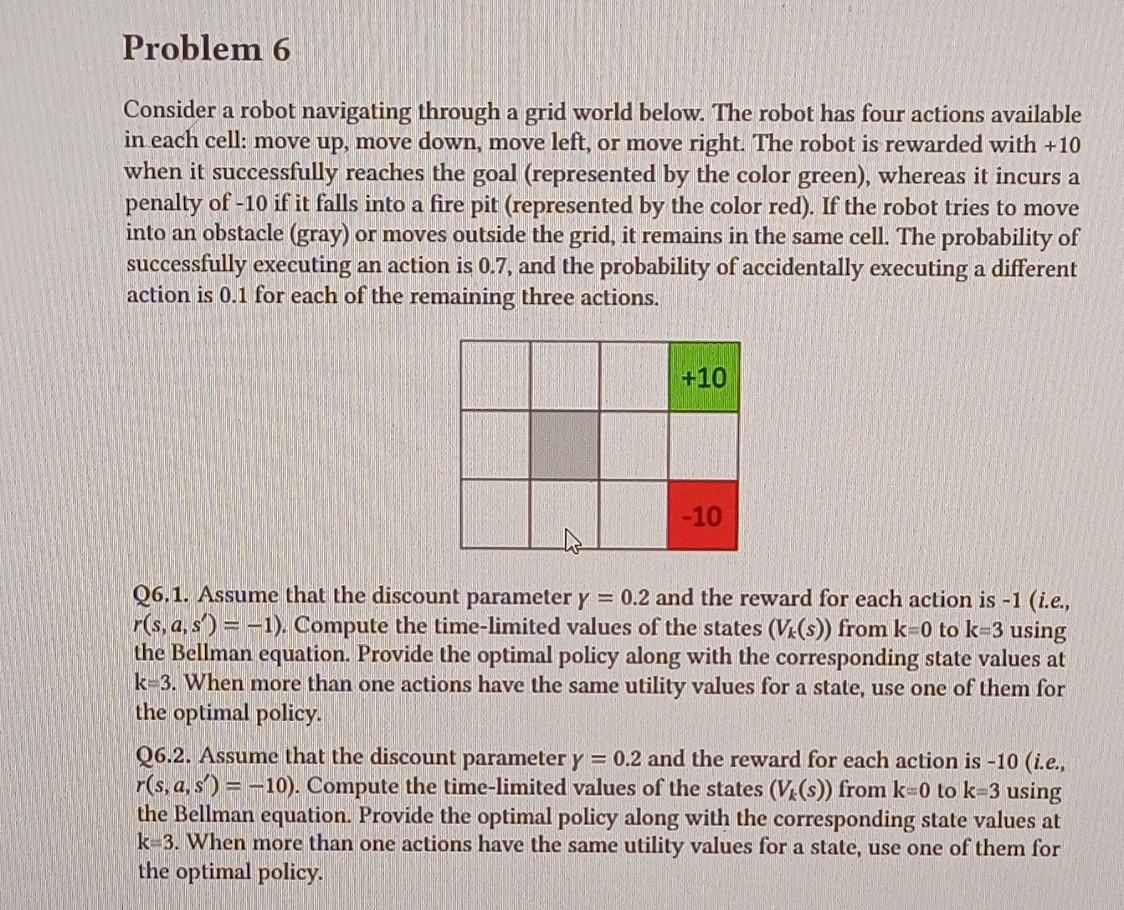 Solved Consider a robot navigating through a grid world | Chegg.com