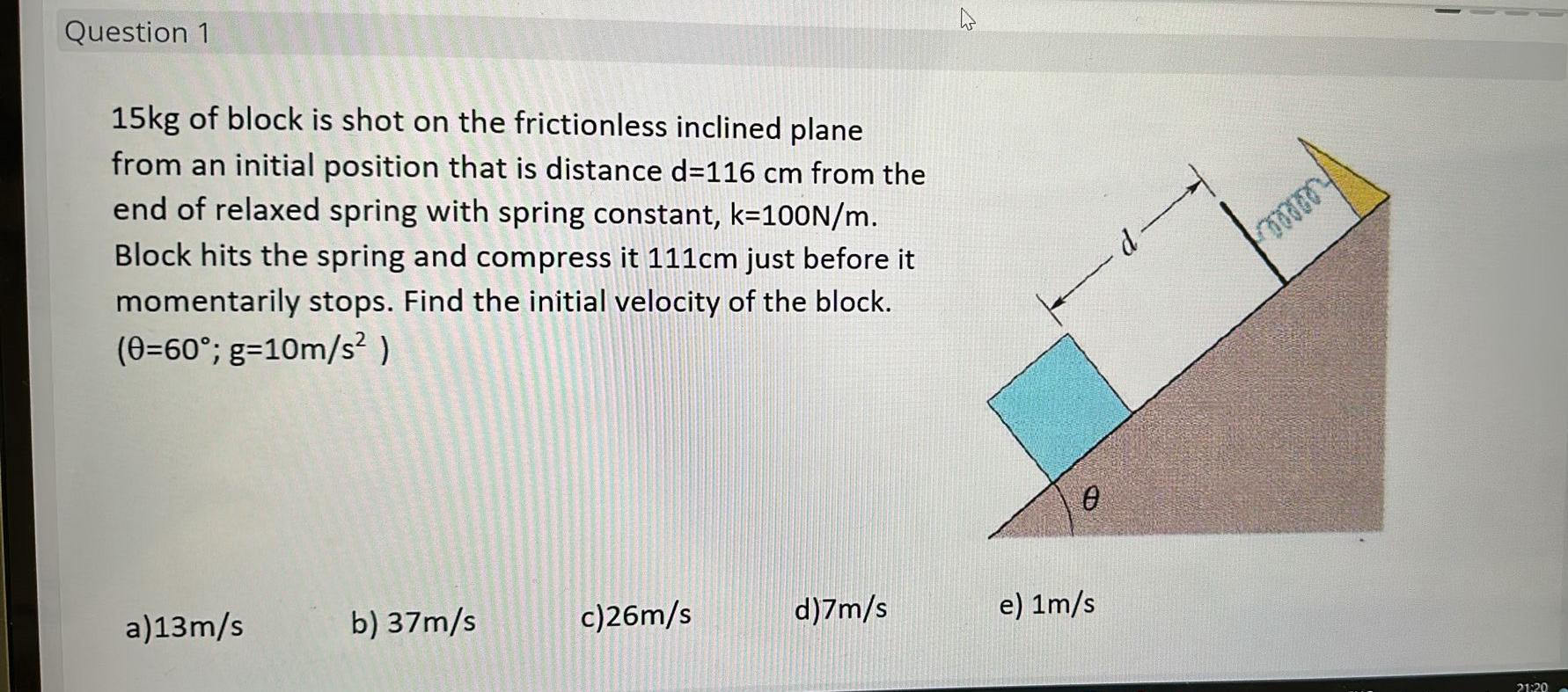 Solved Question 115kg ﻿of block is shot on the frictionless | Chegg.com