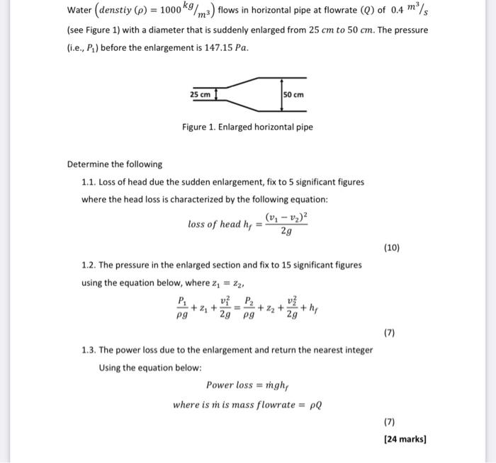 Solved Water \\( \\left(\\right. \\) denstiy \\( | Chegg.com