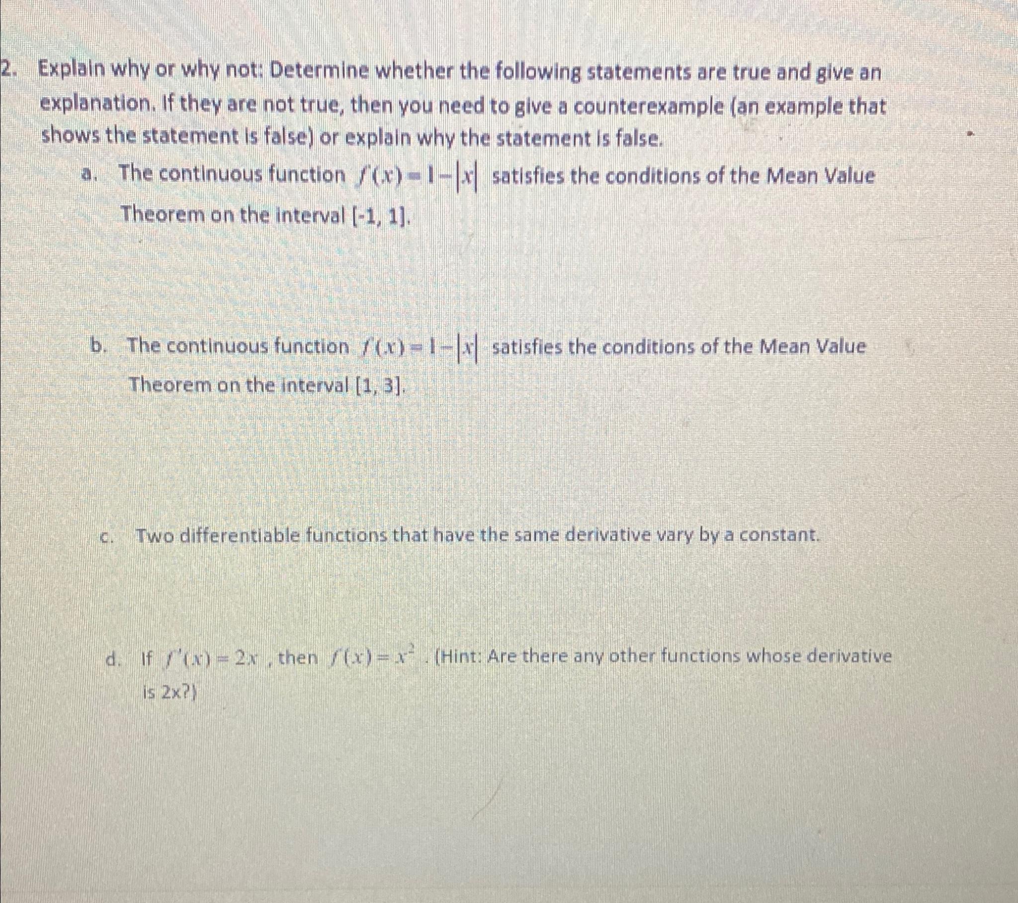 Solved Explain why or why not: Determine whether the | Chegg.com