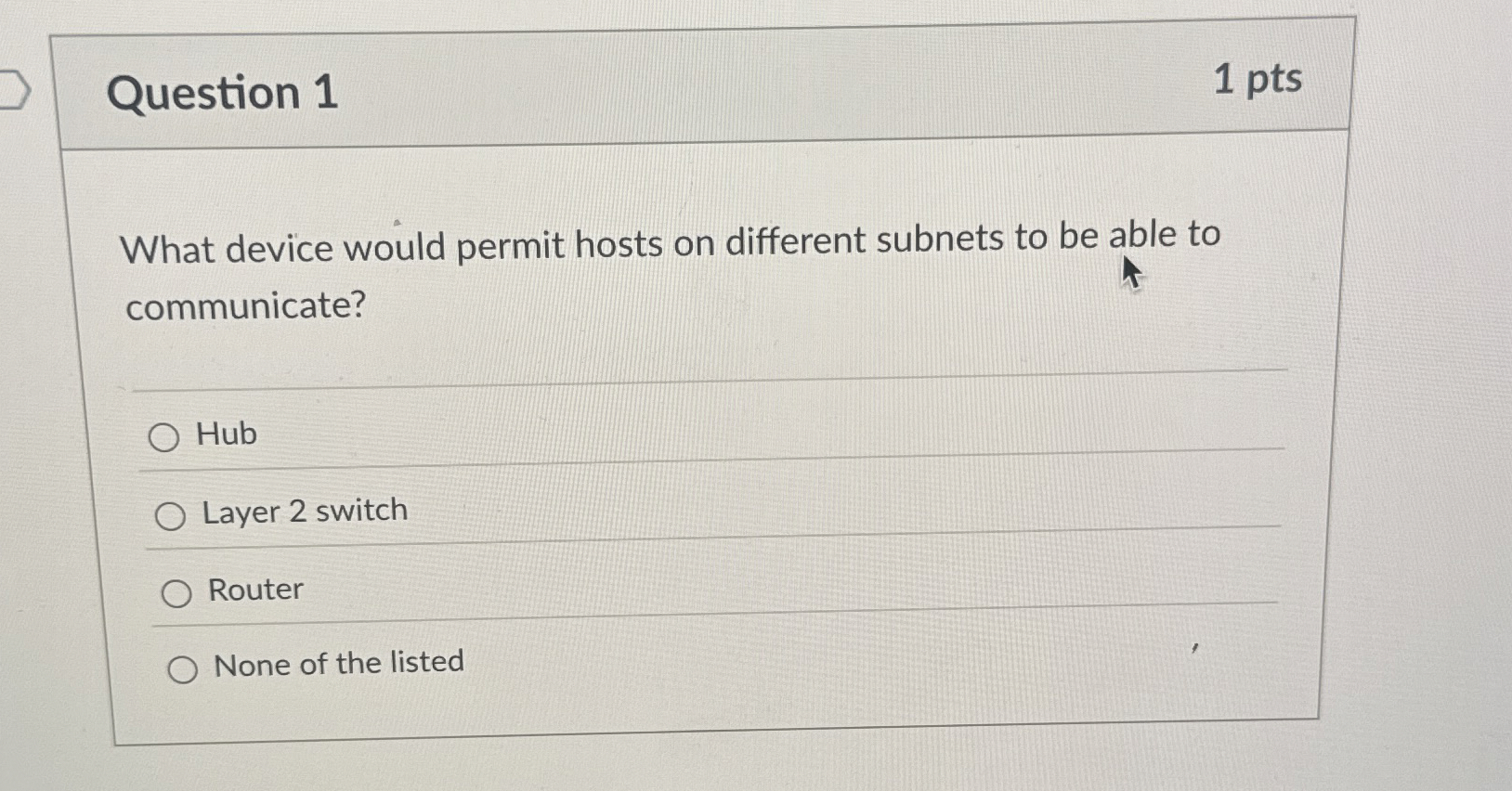 Solved Question 11 ﻿ptsWhat device would permit hosts on | Chegg.com