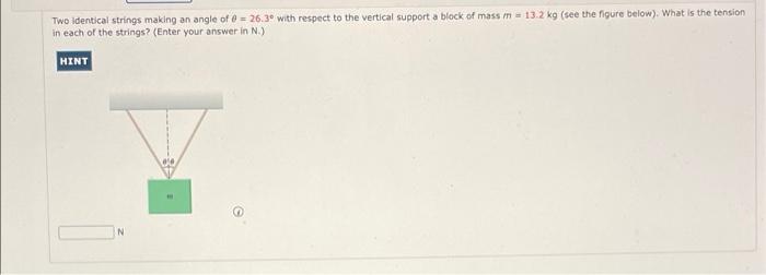Solved Two identical strings making an angle of 0 = 26.3" | Chegg.com