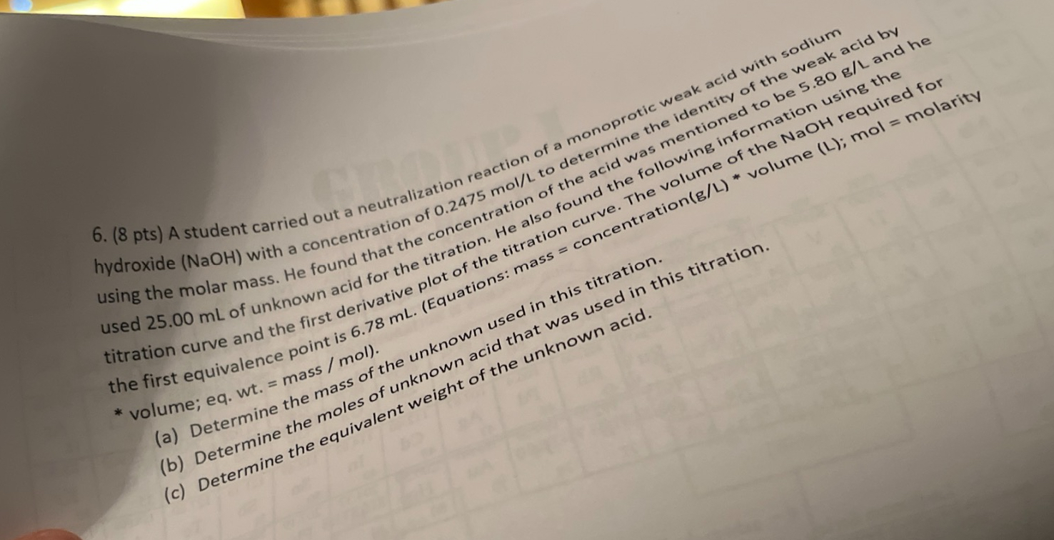Solved titration curve and the first derivative | Chegg.com